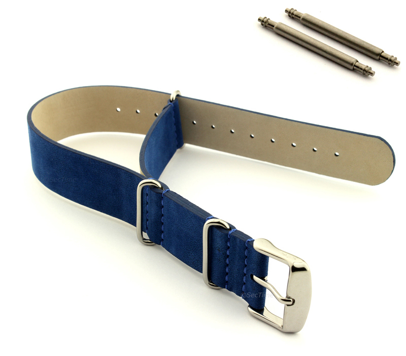 Suede Genuine Leather Military Watch Strap Band SS. Buckle 18 20 22 24 ...